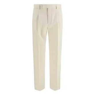 Ermenegildo Zegna Pantalon tailleur en coton et cachemire - Femme - Pantalons - Blanc - Taille: 46 FR