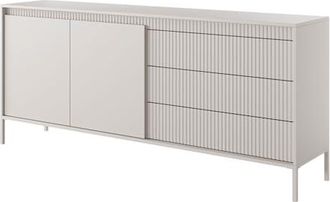 Selsey Falsetto - Sideboard 2-türig mit 3 Schubladen, Beige mit geriffelter Front, 187 cm