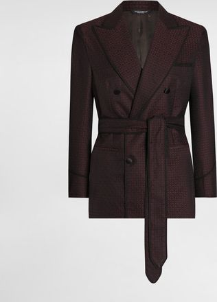 Dolce & Gabbana Double-breasted Jacket In Micro-pattern Jacquard - Mann Anz&uuml;ge Und Blazer Mehrfarbig 48