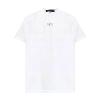 Dsquared2 Embossed Logo Baumwoll-T-Shirt - - Tops - Herren - Wei&szlig; - S