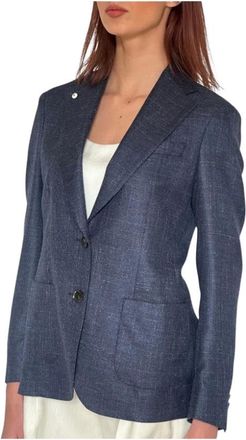 L.B.M. 1911 L.b.m. 1911, Femme, Vestes, Bleu, Taille: 38 FR Blazer D&eacute;structur&eacute; en Lin et Coton