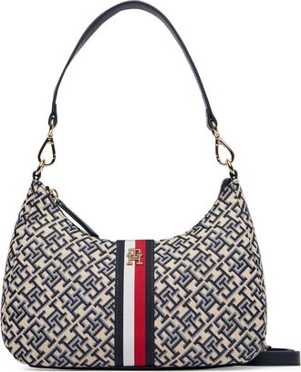 Tommy Hilfiger Handtasche Tommy Hilfiger Th Jacquard Ess Shoulder Bag AW0AW19331 Blau