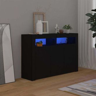 vidaXL Buffet avec lumi&egrave;res LED noir 115,5x30x75 cm vidaXL