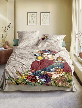 Irisette Mako Satin Bettw&auml;sche I Frida Kahlo I Beige I 135x200