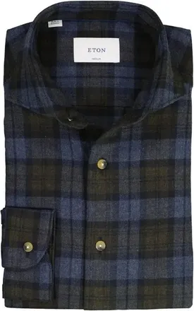Eton Herren Hemden blau Flanell