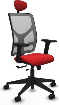 Piqueras y Crespo Computerstuhl mit 2D-Armlehnen, h&ouml;henverstellbarer Lendenwirbelst&uuml;tze und festem Kopfteil, ausgestattet mit Syncro/Traslack und Schneideschaum, Grau/R