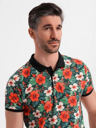 Ombre Poloshirt Poloshirt aus Baumwolle mit Blumendruck