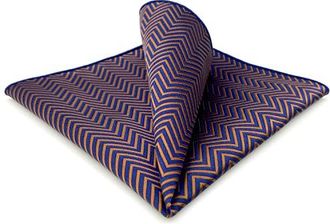 Shlax & Wing Carré de poche homme bleu marine à motif zigzag rouge et marron