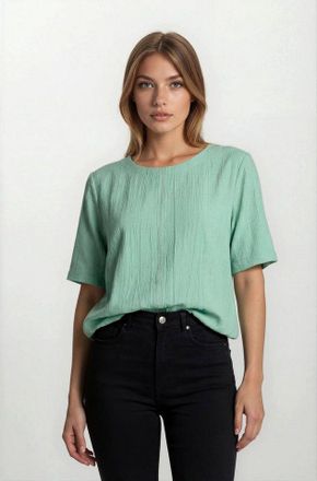 Hajo Blusentop Shirtbluse Struktur Leinenoptik
