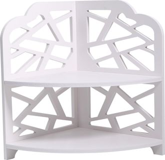 NUOBESTY Badezimmerregal Eckregal aus PVC mit Aussparung Wei&szlig; Duschablage zur Aufbewahrung von Shampoo und Kleinteilen Wasserabweisend f&uuml;r Nassr&auml;ume