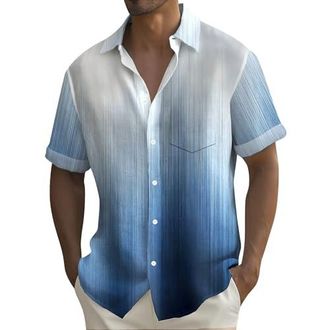 Generic Chemise hawa&iuml;enne pour homme &agrave; manches courtes boutonn&eacute;e - Chemise d&eacute;t&eacute; respirante - Coupe ample - Chemise de loisirs avec impression 3D - Chemise &agrave; m