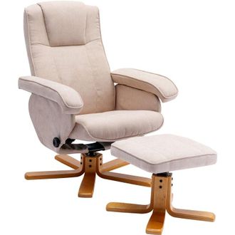 SVITA Charles Relaxsessel Hocker Sessel Fernsehsessel Drehsessel Polyester Holz Beige - Svita