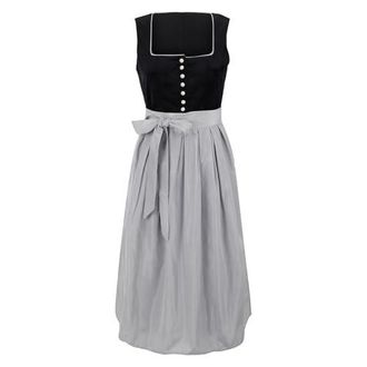 Generic Robe en velours pour femme - Avec tablier Dirndl - &Eacute;l&eacute;gante robe festive en mousseline de soie, Noir, 3XL