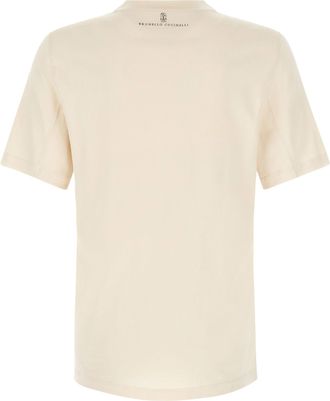 Brunello Cucinelli Embroidered Logo T-shirt - Ivory
