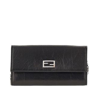 Fendi Leather wallet with chain Woman One Size