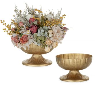 Nuptio Blumenvase Herzst&uuml;cke Gold Distressed: Metall K&uuml;nstliche Blumen Vase f&uuml;r Hochzeit Tischdekoration - Vintage Goldene Blumentopf f&uuml;r Innen Wohnzimmer Sa