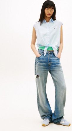 Tommy Jeans Blusentop TJW TIE FRONT POPLIN SHIRT mit Knoten Detail am Saum, reine Baumwolle