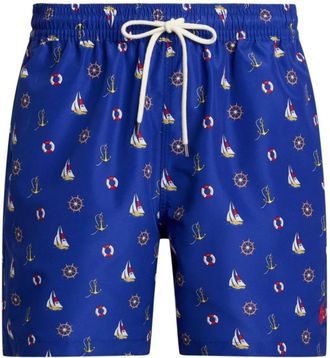 Polo Ralph Lauren Homme, Maillots de bain, Bleu, Taille: L Anchor & Sailboat Print Swim Shorts