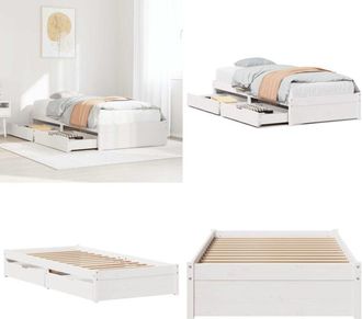 vidaXL Massivholzbett ohne Matratze Weiß 90x200 cm Kiefernholz - Vidaxl