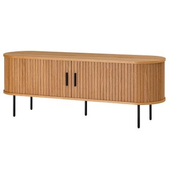 M&oslash;rteens home24 TV-Lowboard Front & Korpus: MDF Mitteldichte Holzfaserplatte, furniert & lackiert F&uuml;&szlig;e: Metall, pulverbeschichtet Braun/Beige/Eiche 150cm
