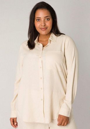 Base Level Curvy Langarmbluse Yaella mit Knopfleiste und aus Leinen