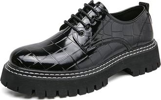 Generic Chaussures habill&eacute;es &agrave; lacets pour homme - En cuir synth&eacute;tique - Semelle &agrave; crampons - Style classique - Bout rond - Confortables, Noir, 39 2/3 EU