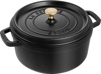 Staub Staub Bräter rund aus Gusseisen in schwarz - Durchmesser/ Fassungsvermögen 24 cm/ 3,8 Liter