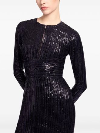Elie Saab robe orn&eacute;e de sequins &agrave; coupe longue - Noir