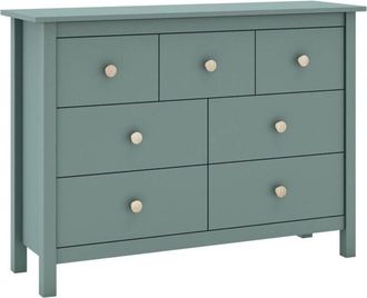 Altobuy Altobuy - dava - Commode 5 Tiroirs en Pin Massif Vert P&eacute;trole