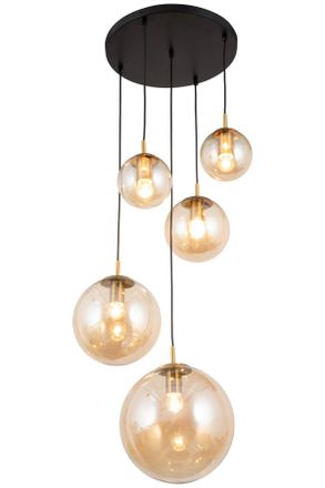 Novel H&auml;ngeleuchte, Bernstein, Metall, Glas, Vintage,Vintage, rund,rund, 135 cm, RoHS, ISO 9001, Bsci, CE, h&ouml;henverstellbar, Lampen & Leuchten, Innenbeleuch