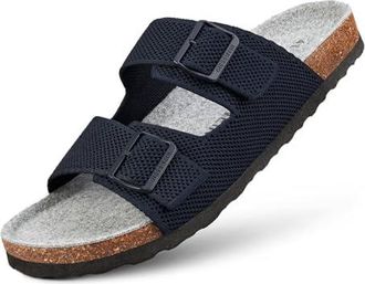 Giesswein Merino Slides Men - Mule avec semelle ergonomique en li&egrave;ge - Sandale confortable avec sangles r&eacute;glables en continu en tissu tricot&eacute; ajour - Chaussons 