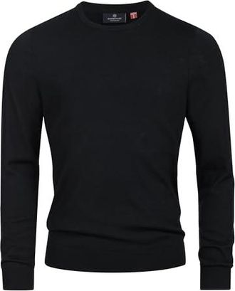 Kronstadt KSJohannes Pull en laine mérinos Crew Knit pour homme 100 % laine mérinos | Pull dhiver pour homme, Noir, M