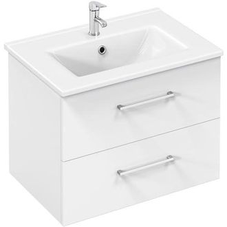 Yaheetech Waschbeckenunterschrank H&auml;ngender Badezimmerschrank mit Waschbecken Badm&ouml;bel Set 2-teilig Unterbau inkl. Waschbecken & Schubladen Badschrank Wandschra