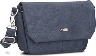 zwei Damen Handtasche Mademoiselle.M M40 kleine Umhängetasche 1 Liter breite Crossbody-Bag mit Magnetklappe & Reißverschluss klassisch-elegant (nubuk-blue)