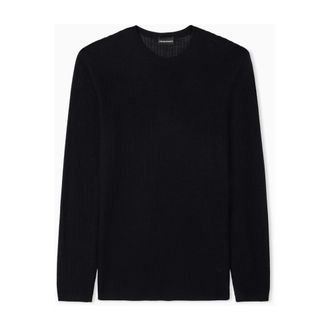 Emporio Armani Homme, Pulls, Noir, Taille: S Pull en maille point de godron m&eacute;lang&eacute; en Lyocell