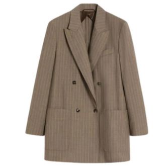 Max Mara Oversized-Blazer aus Nadelstreifen-Wollstoff - - Jackets - Damen - Braun - S