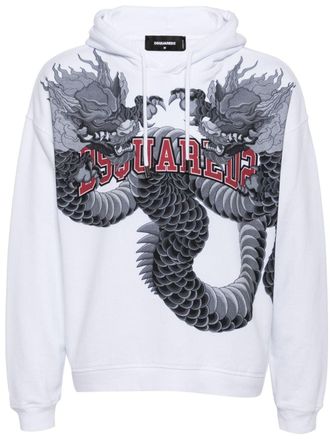 Dsquared2 hoodie à dragon imprimé - Blanc