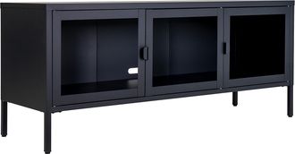 House Nordic home24 TV-Lowboard Bagh Stahl, pulverbeschichtet Glas Schwarz 130 x 55 x 40cm