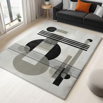 Generic Tapis &agrave; Motif Minimaliste Abstrait Lignes Salon, Gris Moderne Antid&eacute;rapant &agrave; Poils Courts Doux Chambre Poil Ras de Sol, Pas de Perte de Poils 160 x 23