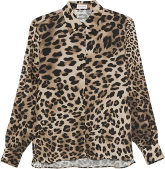 Officine Générale Femme, Blouses et Chemises, Brun, Taille: 42 FR Voile Viscose Léopard Beige Clair/Noir