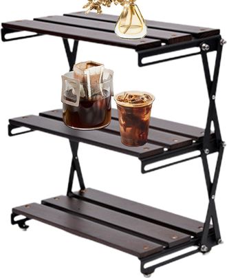 Generic Faltbares Schichtregal, zusammenklappbares Metallregal, tragbar, 3 Ebenen, zusammenklappbares Campingregal, 3 Ebenen, Aufbewahrungsregal von Acer