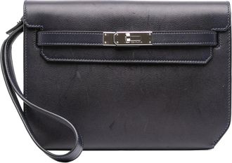 Herm&egrave;s Clutches - Evergrain Kelly Depeches Pouch 25 - Gr. unisize - in Blau - f&uuml;r Damen