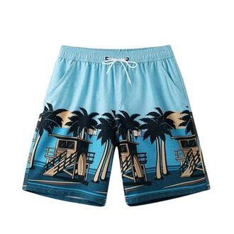 Generic HUIWDP Short de plage pour homme Style vacances Sport Cinq points Coupe ample Surf S&eacute;chage rapide avec doublure int&eacute;rieure, A8, XXL