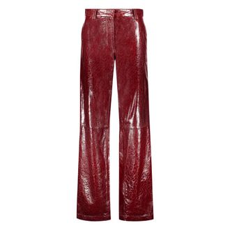 Missoni Lederhose Kontrastn&auml;hte Vordertaschen - - Trousers - Damen - Rot - L