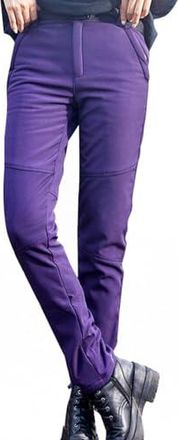 Minetom Pantalon Ski Randonnee Femme Chaud Doublé Polaire Outdoor Softshell Pantalon Sport Pantalon Camping Trekking Hiver Pants A Violet L