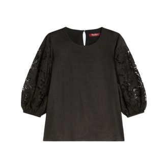 Max Mara Mstordine Macrame Sleeve Top - - Blouses & Shirts - Damen - Schwarzk - S