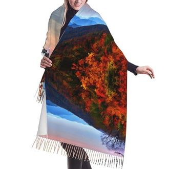 Generic Montagnes Blue Ridge Femme &Eacute;charpe Avec Gland Scarf Grande Ch&acirc;le Wrap Pour Soir&eacute;e Mariage Automne Hiver
