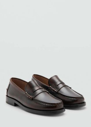 Mango Mocassins d&eacute;coupe cuir marron - Homme - 39 - MANGO MAN