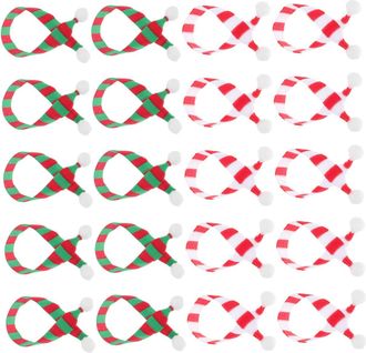 Angoily 20 St&uuml;ck Kleiner Weihnachtsschals aus Stoff 22cm Dekorative Puppen und Weinflaschenschals f&uuml;r Selbstgemacht Weihnachtsdekoration und Bastelzubeh&ouml;r