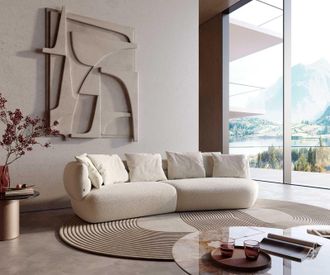 DELIFE Sofa Roya 320x140 cm Bouclé Creme-Weiß, Big Sofas